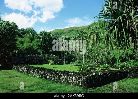 French Polynesia Tahiti Arahurahu marae ancient stone structure, south ...