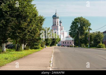 VALDAY, RUSSIA - AUGUST 11,2019: Wood carving. Animals carved on the ...