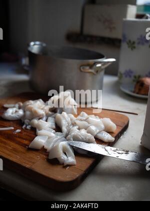 preparing a mediterranean cuttlefish Stock Photo - Alamy