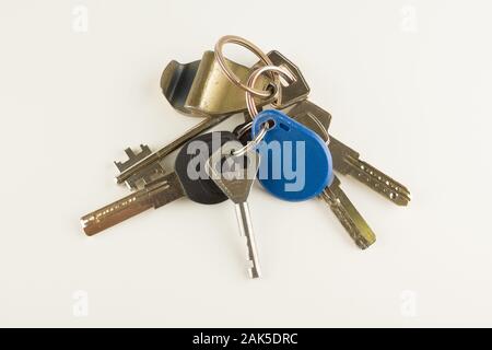 large bunch of different keys isolated on a white background Stock ...