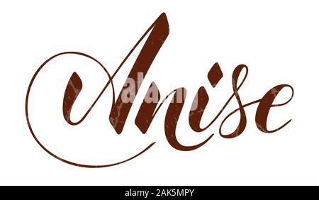 Vector hand written anise text isolated on white background. Kitchen ...