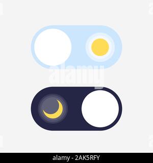 Day and Night mode switch. Sun and Moon. Light filter toggle button ...