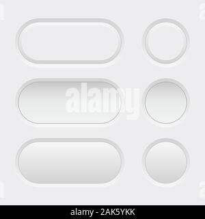 White round buttons. Normal and pushed. 3d web interface elements Stock Vector Image & Art - Alamy