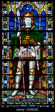 Stained glass window of St Longinus in Stoke church, Hartland point ...