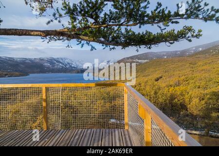 Sanabria lake in winter with snow, Castilla y Leon, Spain Stock Photo ...