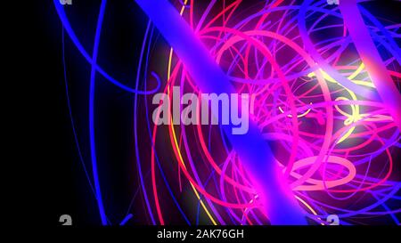 The mess tangling of the neon lines. It,s without direction Stock Photo ...