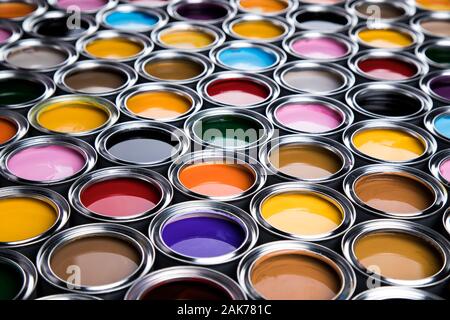 Colorful paint cans set, Painting background Stock Photo - Alamy
