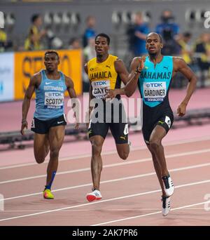 Demish GAYE (Jamaica) on the start line of the Men's 400m Final at the ...