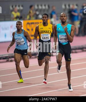 DOHA - QATAR - OCT 2: Leungo Scotch of Botswana, Demish Gaye of Jamaica ...