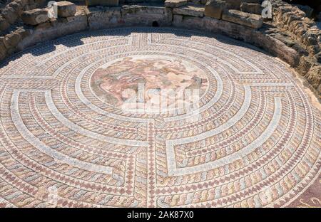 Roman mosaic of Theseus and the Minotaur at the Villa of Theseus ...