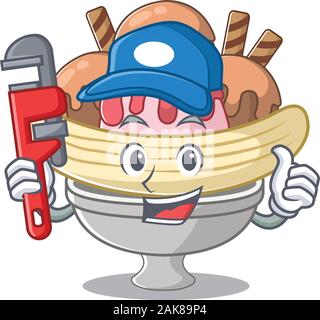 Plumber banana ice cream in cone character Stock Vector Image & Art - Alamy
