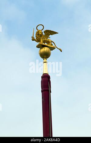 The winged lion of St Mark, symbol of the Venetian Republic, in Piazza ...