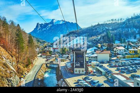 EBENSEE, AUSTRIA - FEBRUARY 24, 2019: The mdern metal construction of ...
