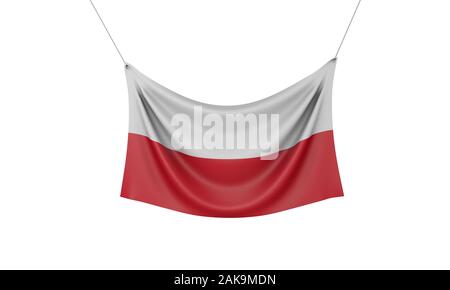 Poland national flag hanging fabric banner. 3D Rendering Stock Photo ...