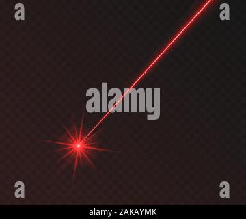 Abstract red laser beam. Transparent isolated on black background ...