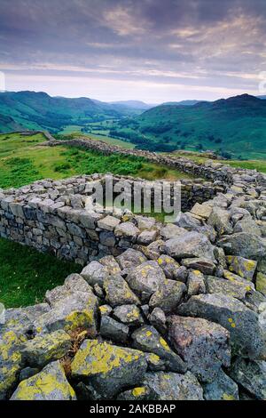Roman Fort ruins on Hardknott Pass, Lake District National Park ...