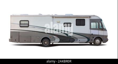 European motorhome side view isolated on white Stock Photo - Alamy