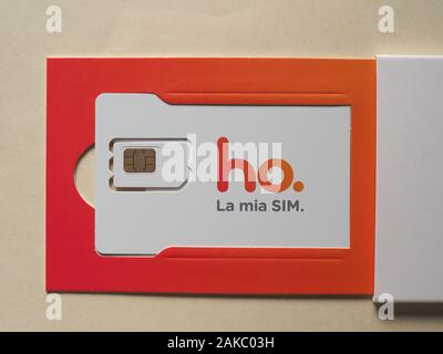 MILAN, ITALY - CIRCA OCTOBER 2019: Iliad mini micro and nano sim for ...