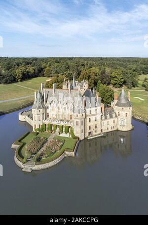 France, Loire Atlantique, Missillac, La Bretesche castle (aerial view ...