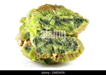 autunite (uranium ore) from Daybreak Mine, Washington, USA isolated on ...