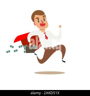 Money Running Away- A Cartoon Illustration of a Money Bag Running Away ...