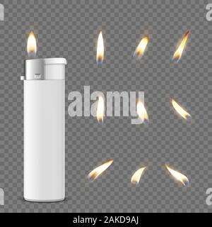Realistic Template Blank White Lighter Empty Mock Up Stock Vector Image ...