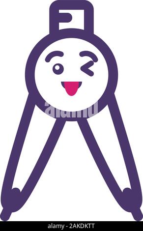 measuring compass cartoon design, Kawaii school expression cute ...