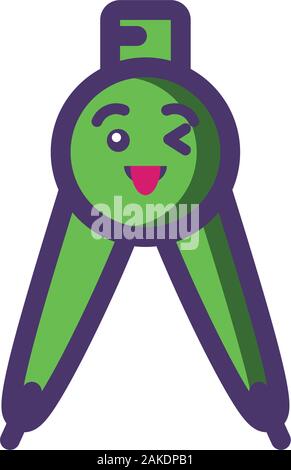 measuring compass cartoon design, Kawaii school expression cute ...