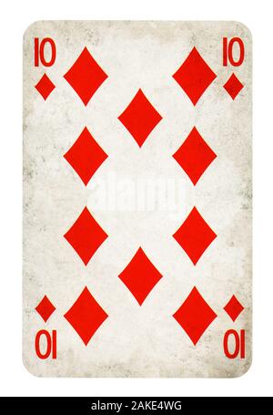 Ten of Diamonds Vintage playing card - isolated on white (clipping path ...