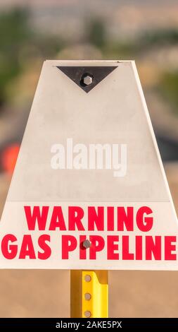 Utility warning sign used to identify and mark underground gas ...