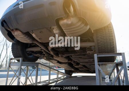 Suv car suspension 4wd, bottom view Stock Photo - Alamy