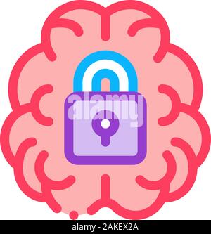 Brain And Locked Padlock Icon Illustration Stock Vector Image & Art - Alamy