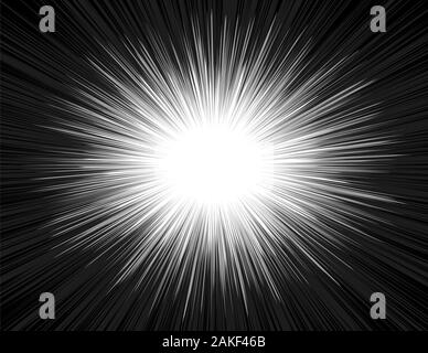 Light rays. Comic book black and white radial lines background ...