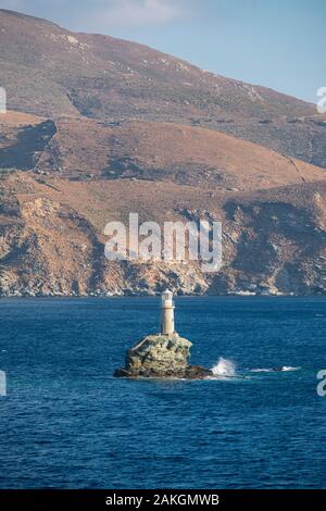 Tourlitis lighthouse. Andros island. Cyclades Greece Stock Photo - Alamy