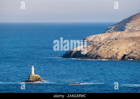 Tourlitis lighthouse. Andros island. Cyclades Greece Stock Photo - Alamy