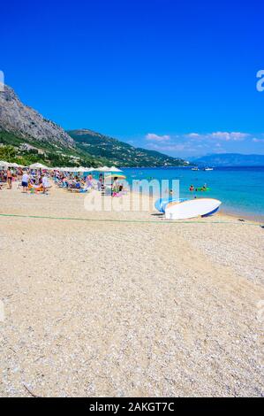 Greece landscape. Barbati Beach (Mparmpati Beach) on Corfu island ...