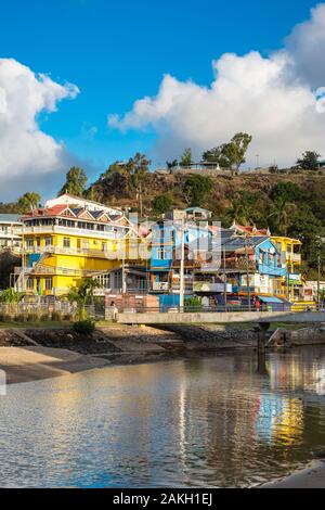 Mauritius, Rodrigues Island, Port Mathurin, horizontal view of a port ...