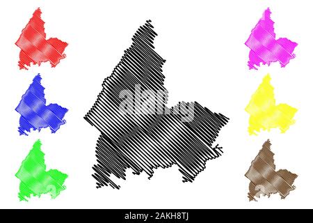 Shkoder County (Republic of Albania) map vector illustration, scribble ...