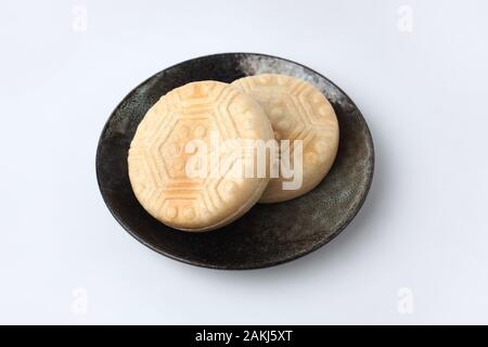 Monaka japanese confectionery wafers cake on plate isolated on white ...
