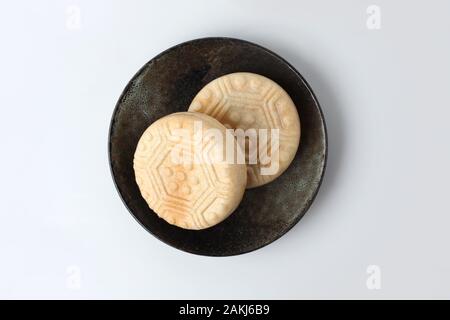 Monaka japanese confectionery wafers cake on plate isolated on white ...