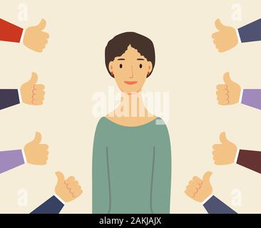 Public approval people person vector illustration concept. Hand accept ...