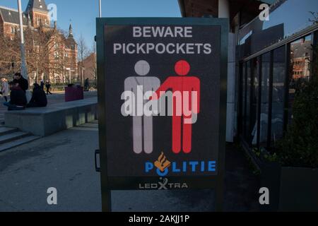 Beware of Pickpockets Sign Amsterdam Stock Photo - Alamy