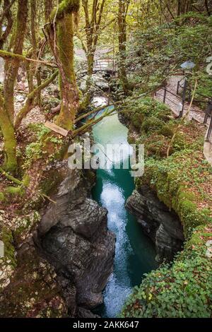 Scenic Martvili canyon on the Abasha river, natural landmark of Georgia ...