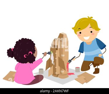 Illustration of Stickman Kids Students Making a DIY Earthquake ...