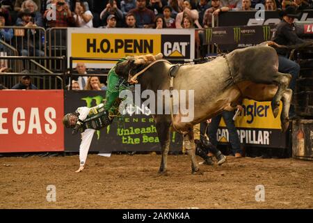 Jess Lockwood rides Apocalypse during the Professional Bull Riders 2020 ...
