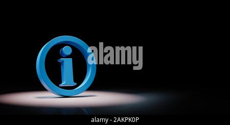Blue Information Symbol Shape Spotlighted on Black Background with Copy ...