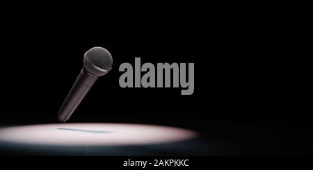 Metallic Microphone Spotlighted on Black Background with Copy Space 3D ...