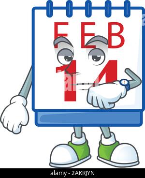 Cartoon colored february 14 calendar icon in comic style. Calendar ...