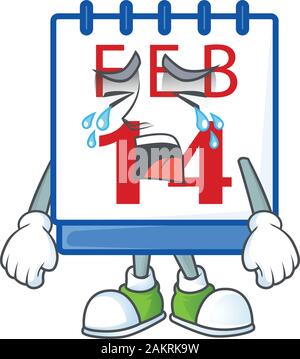 Cartoon colored february 14 calendar icon in comic style. Calendar ...