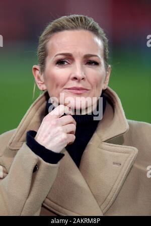 TV Presenter Gabby Logan during the UEFA Champions League Round of 16 ...